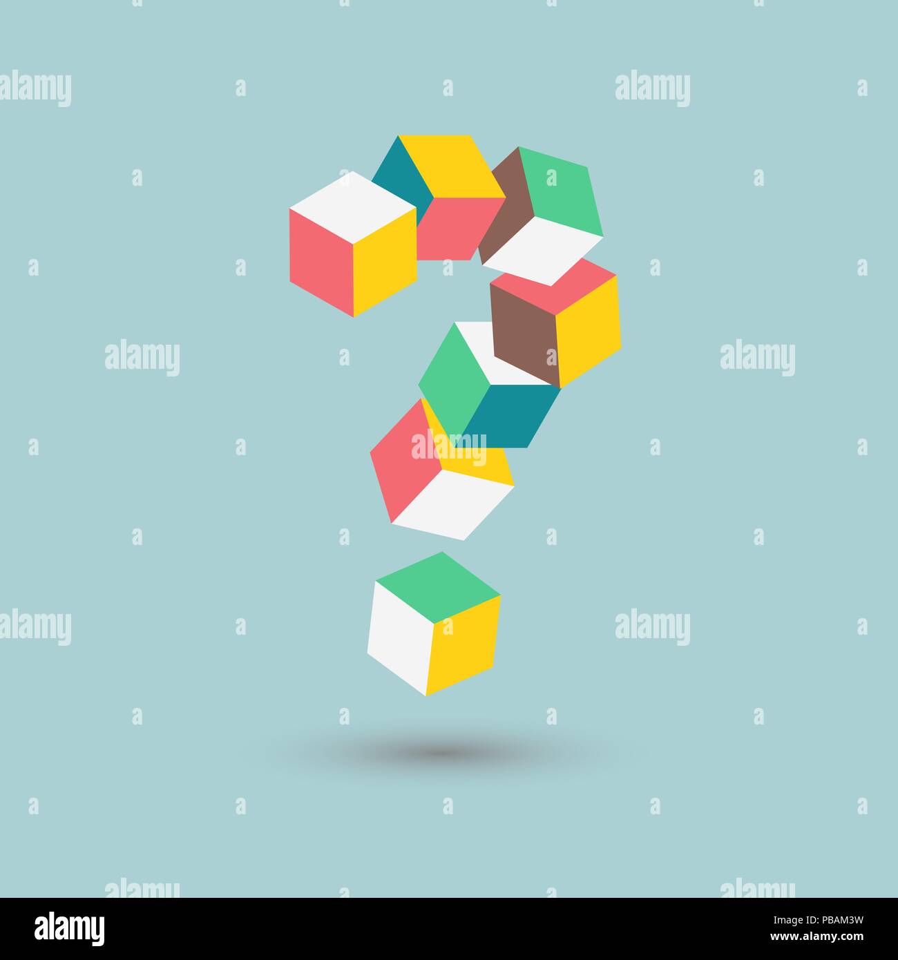 Isometric doubts, difficult puzzle, question mark cubes form, vector ...