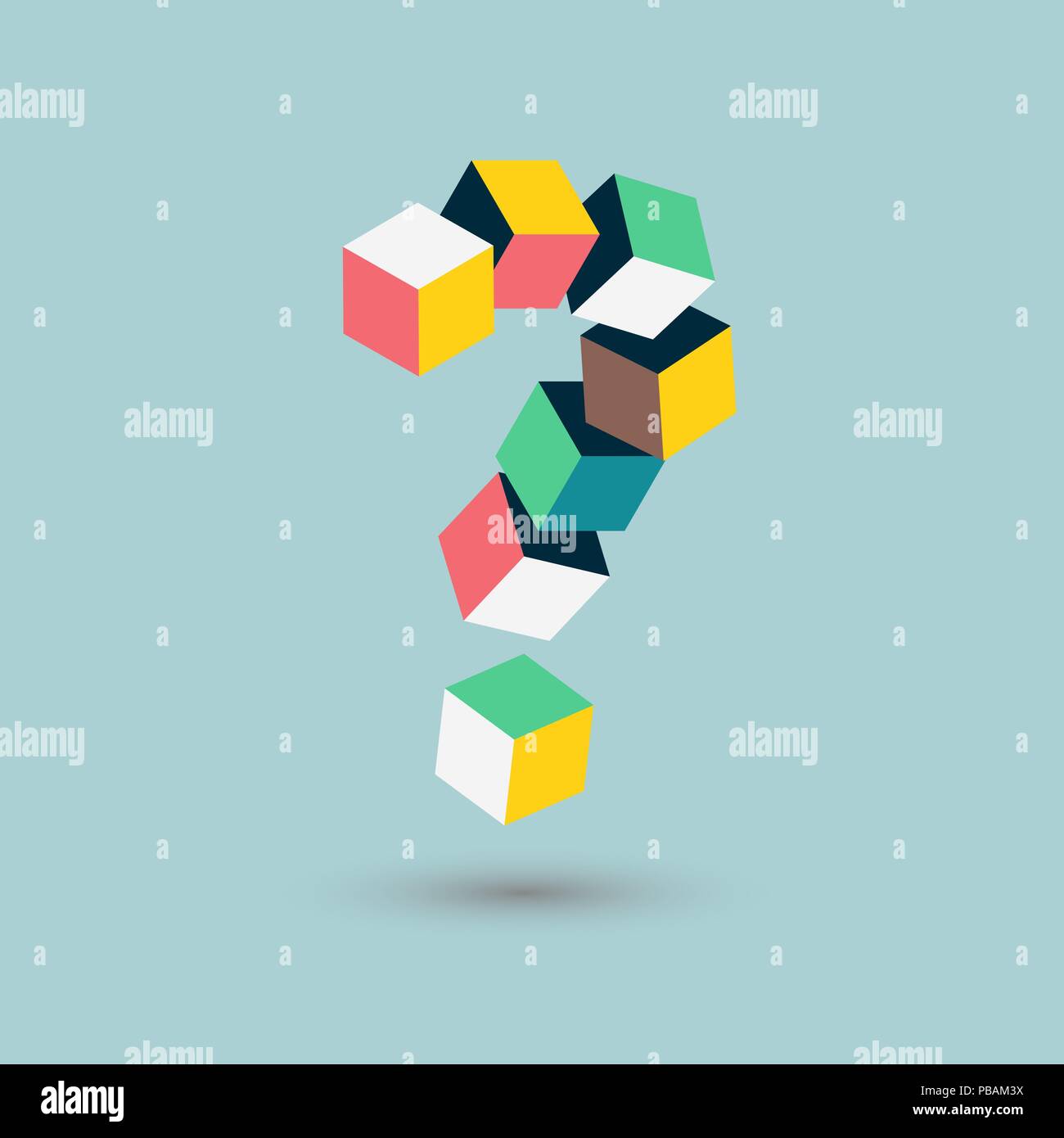 Question mark cubes form, isometric doubts, vector illustration Stock ...