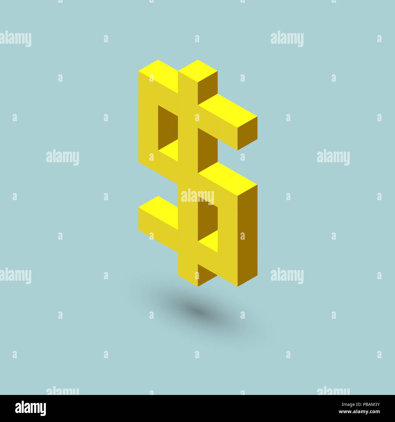 Dollar sign cubes form, isometric US currency icon, vector illustration ...