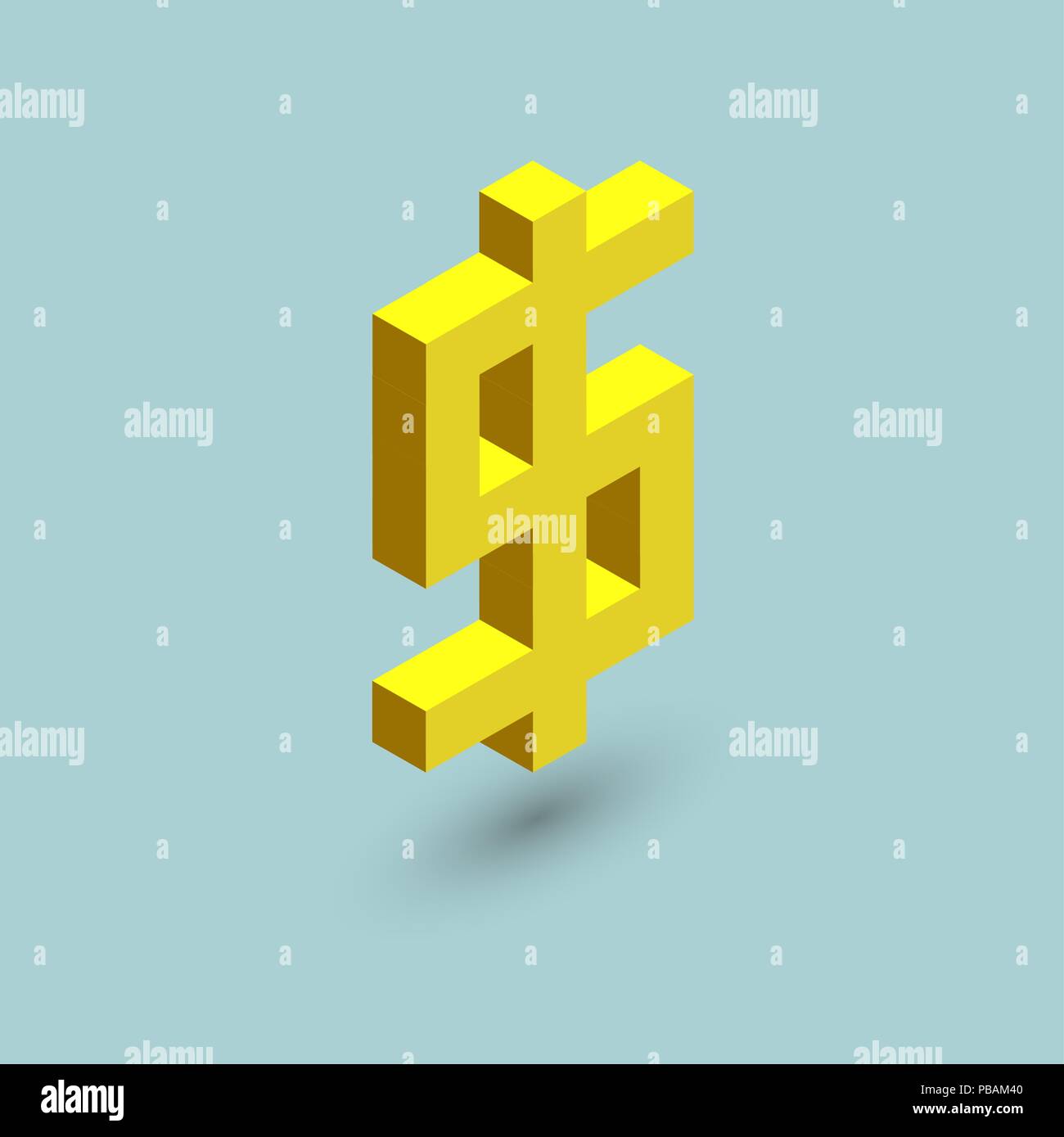 Dollar icon cubes form, isometric US currency sign, vector illustration ...
