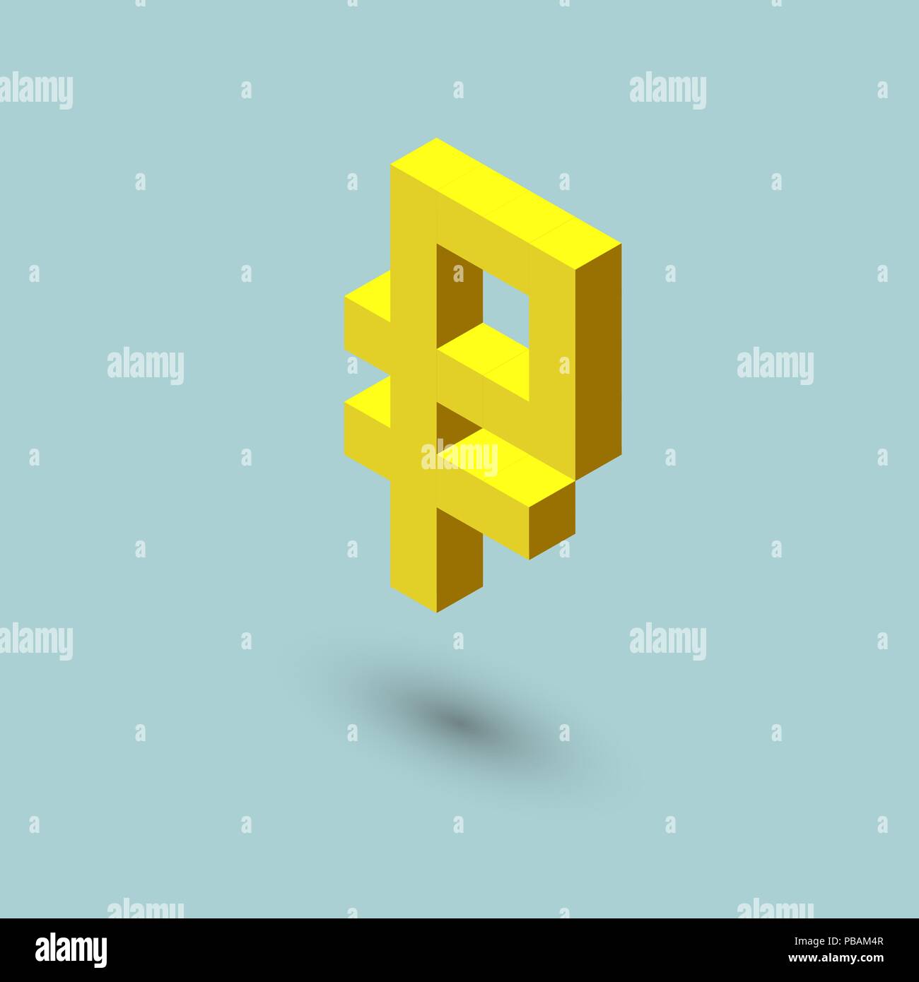 Ruble sign cubes form, isometric russian currency icon, vector ...