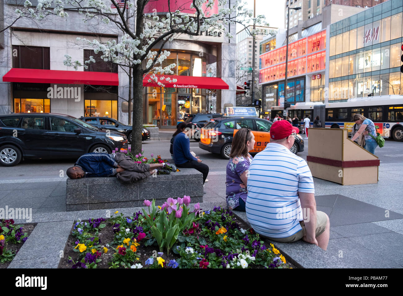 Homeless person sleeping on street in downtown chicago Stock Photo - Alamy
