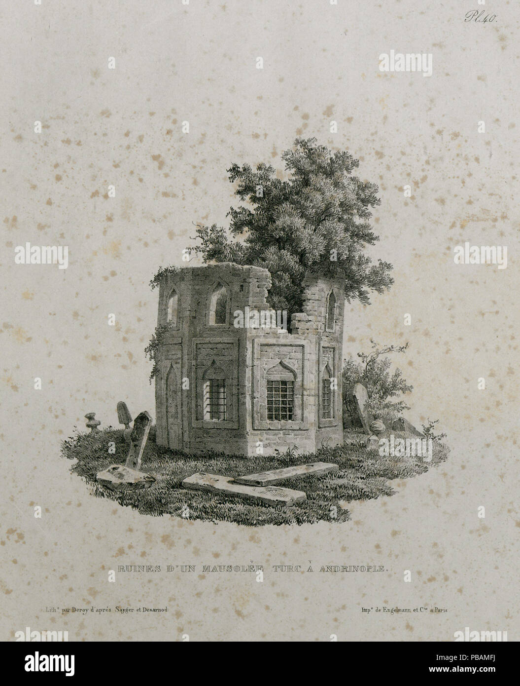 1276 Ruines d'un mausolée Turc à Andrinople - Sayger C - 1834 Stock ...
