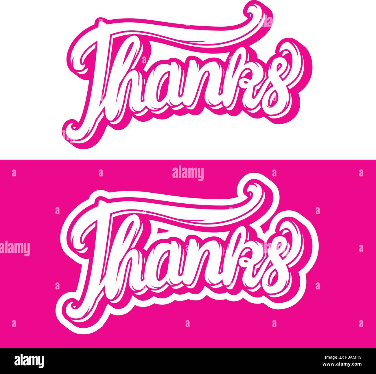Vector Thanks hand lettering inscription stickers isolated on white ...