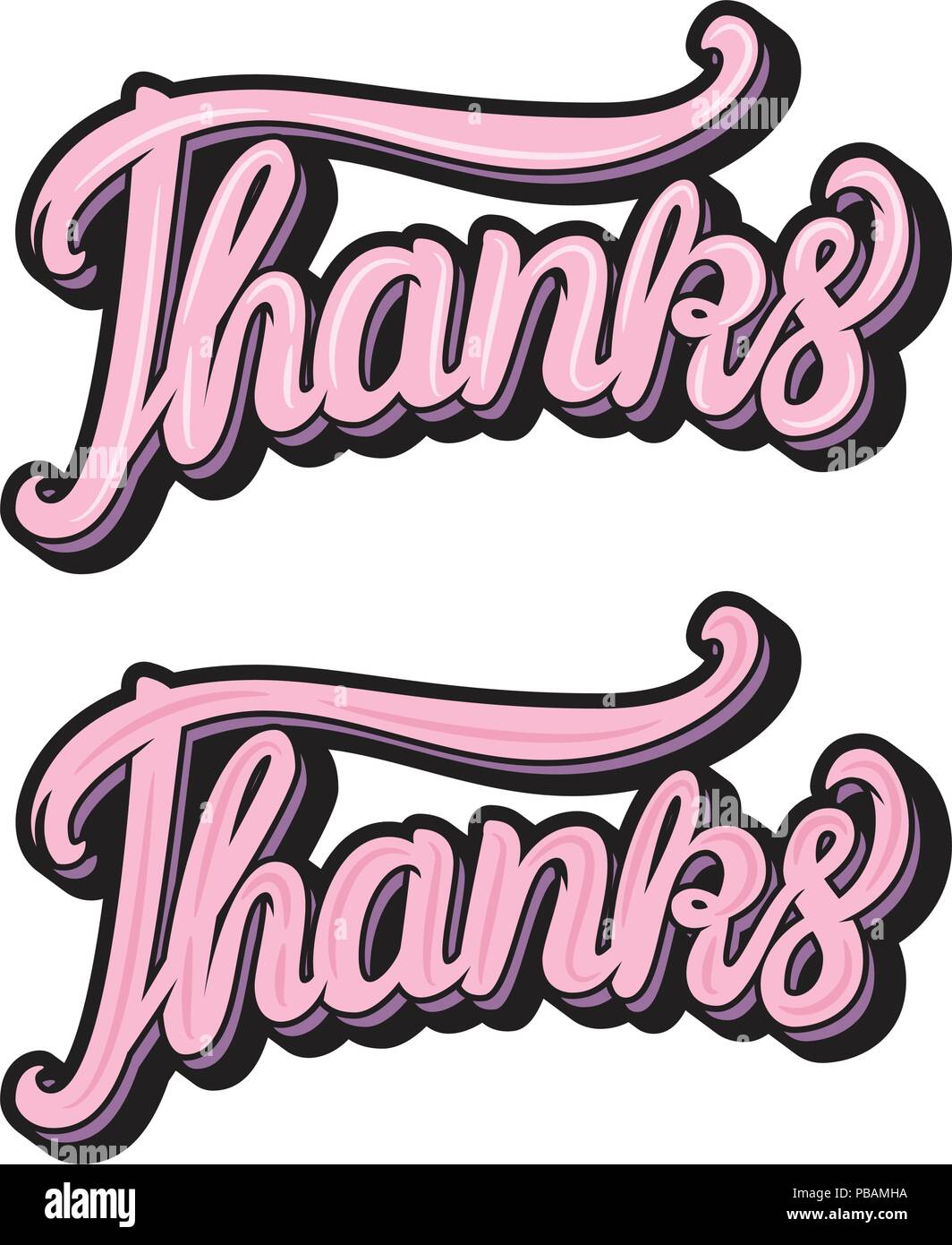 Vector Thanks hand lettering inscription isolated on white background ...