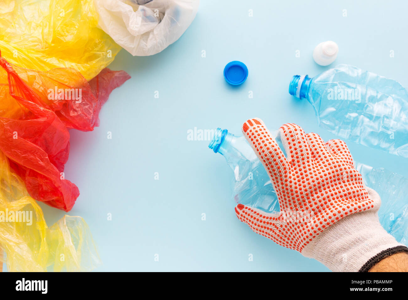 Worker sorting plastic garbage for recycling, conceptual image Stock ...