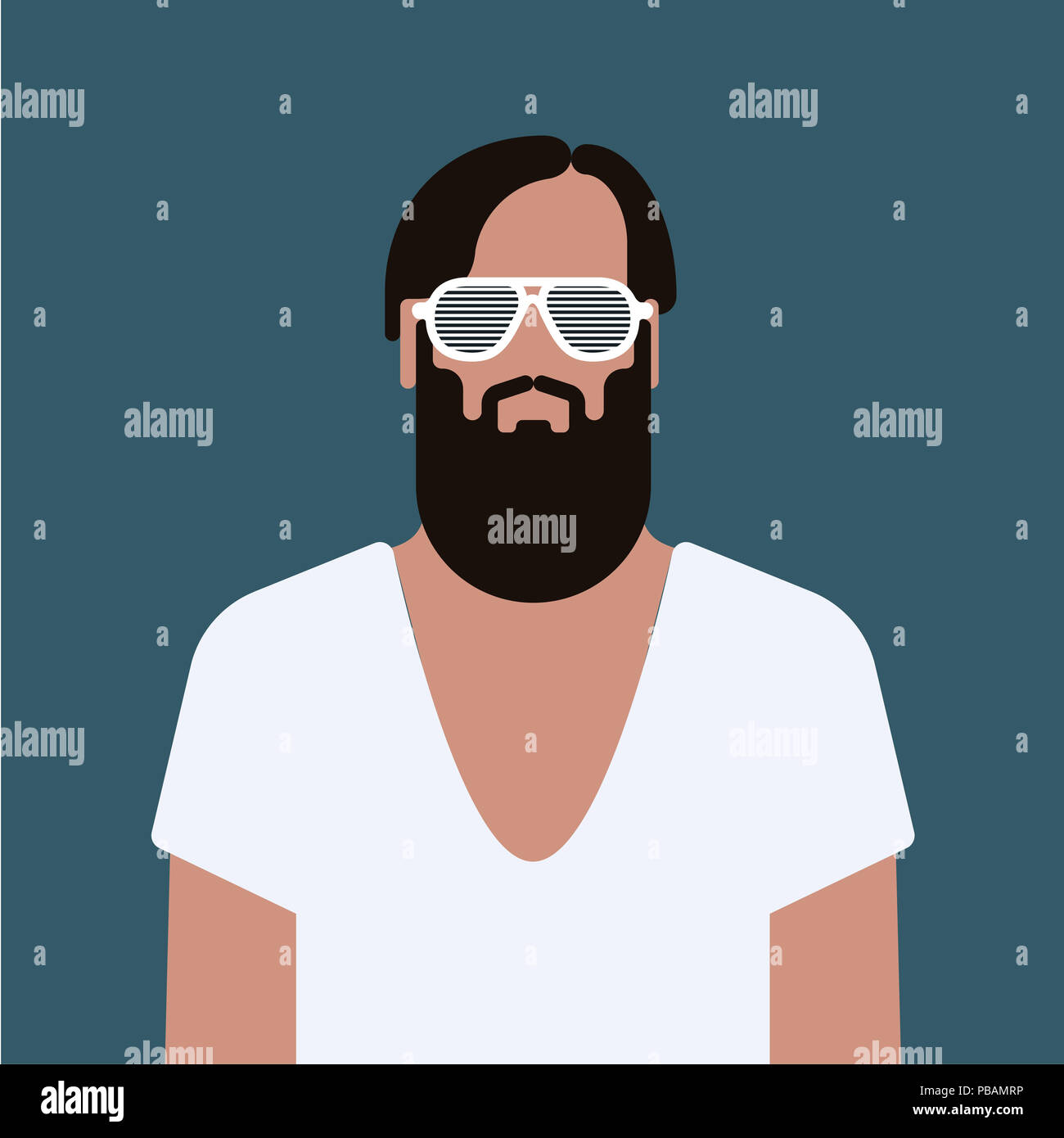 Flat hipster man character . illustration Stock Photo - Alamy