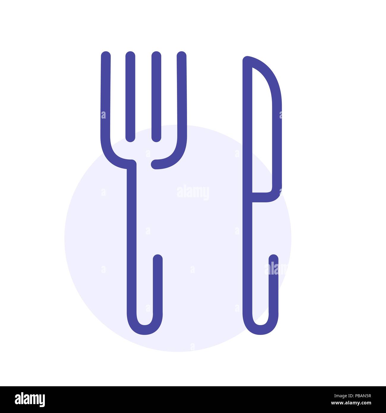 Fork and knife line icon. Diet, dinner sign. Vector web button Stock ...