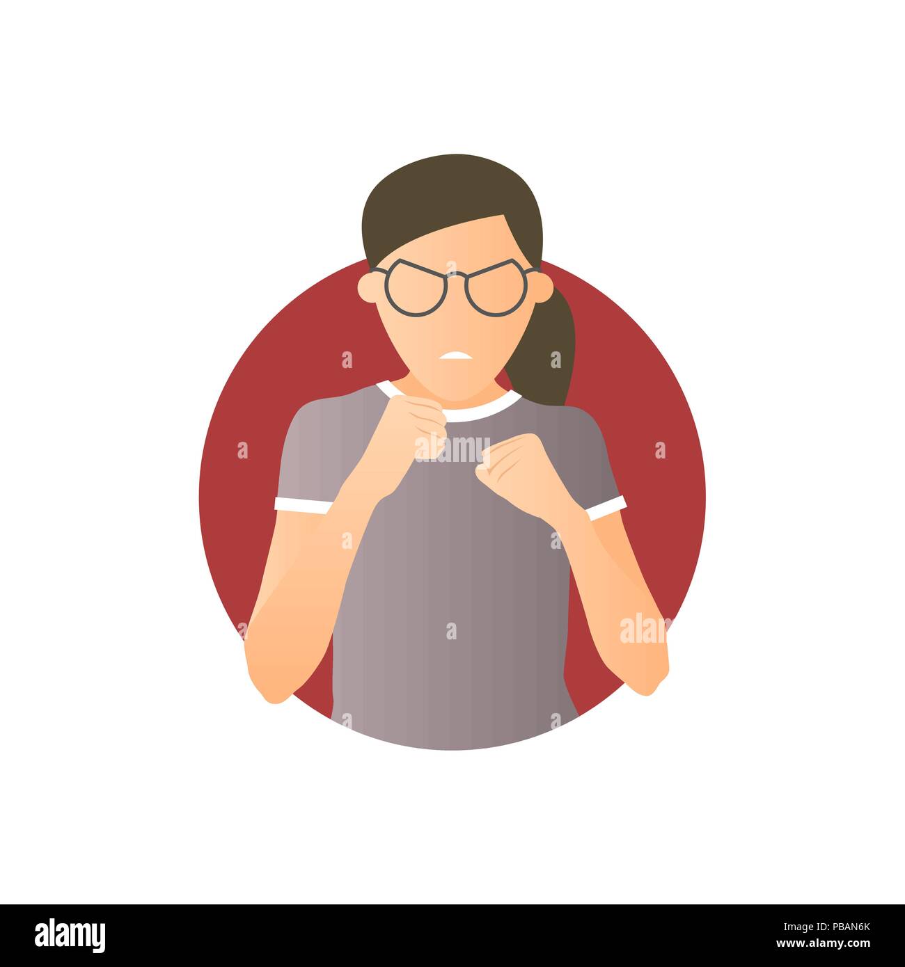 Aggression expression, girl attack, fight. Flat gradient vector icon ...