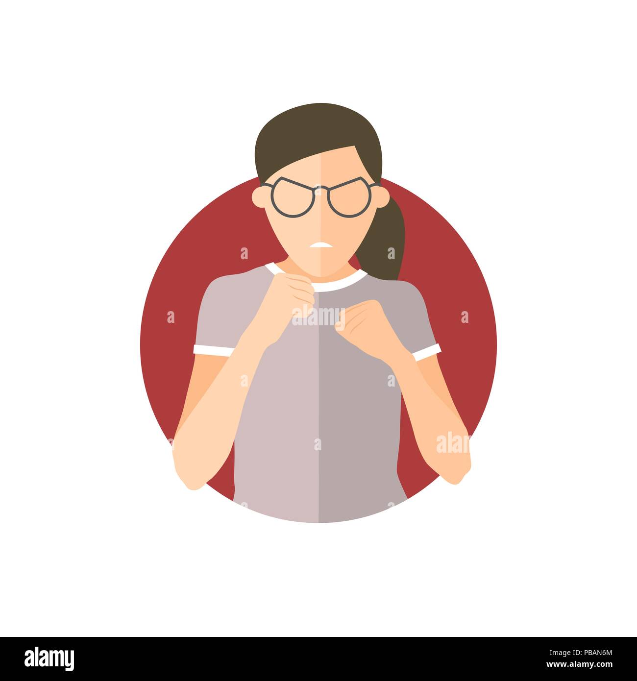 Aggression expression, girl attack, fight. Flat vector icon Stock ...