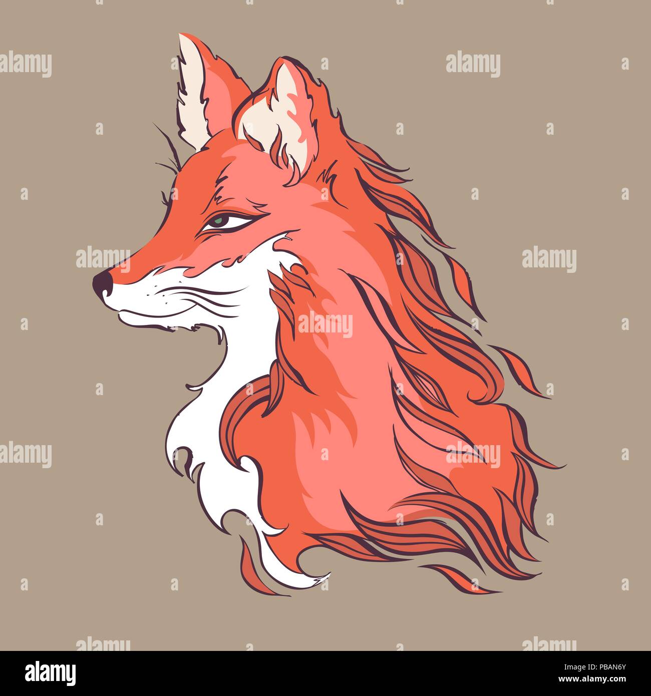 Calm fox, detailed cartoon style vector illustration Stock Vector Image ...
