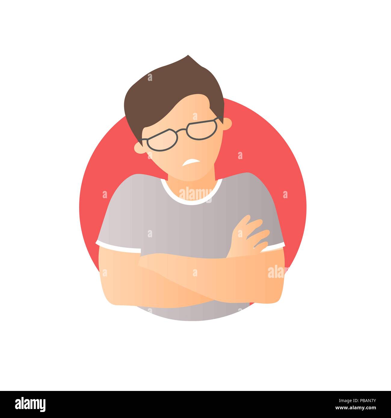 Painful expression, man in pain, flat gradient vector icon Stock Vector ...