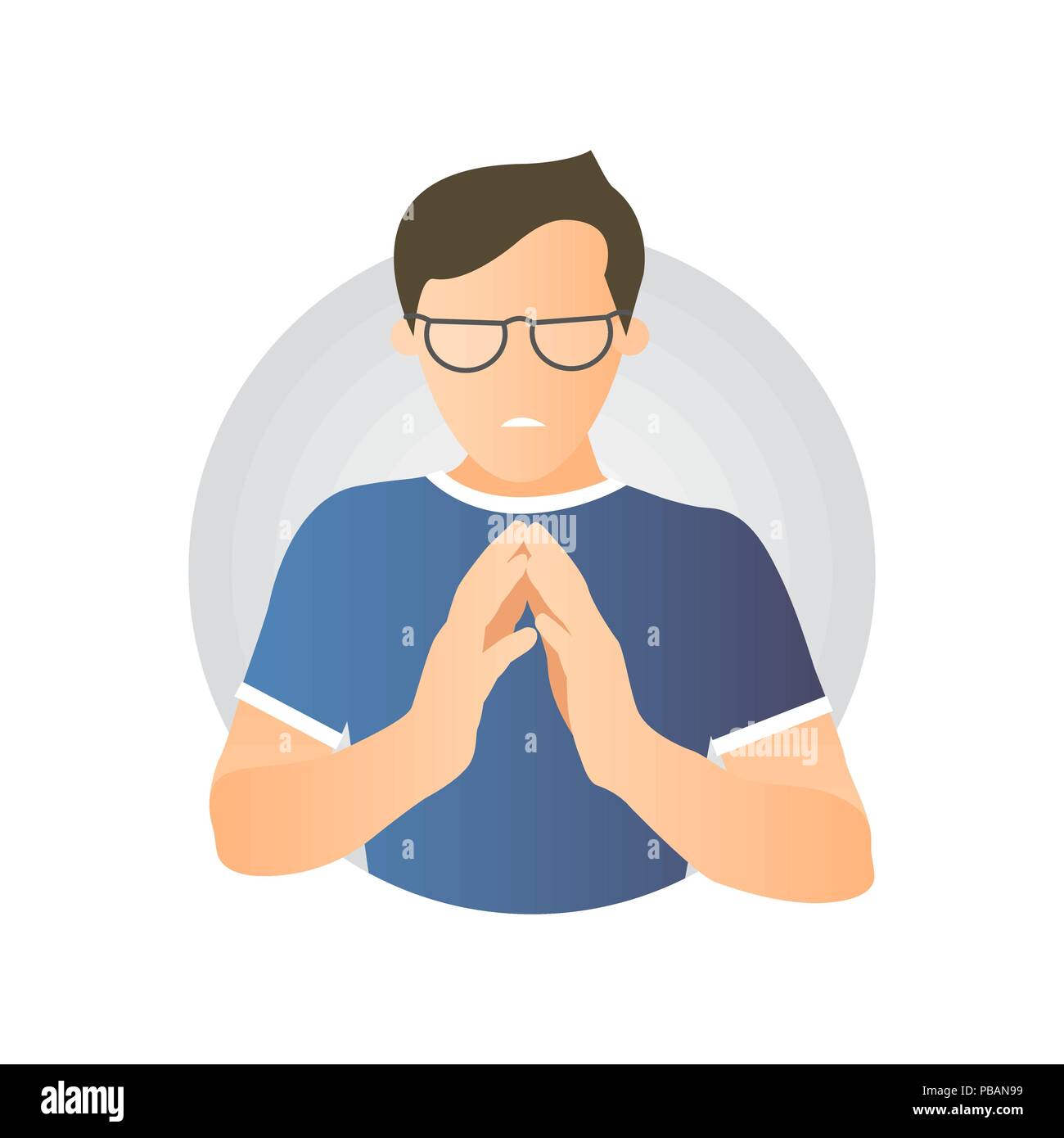 Insidious and revengeful man in glasses, envious guy. Flat gradient ...