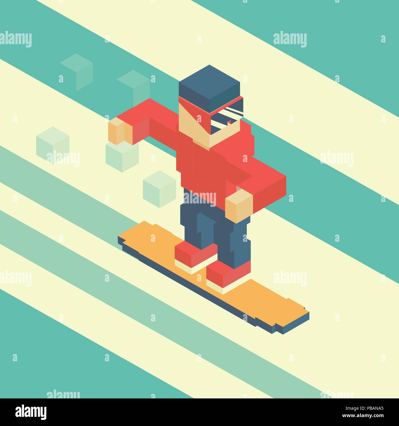Snowboarder in cubes form, snowboarding vector illustration Stock ...