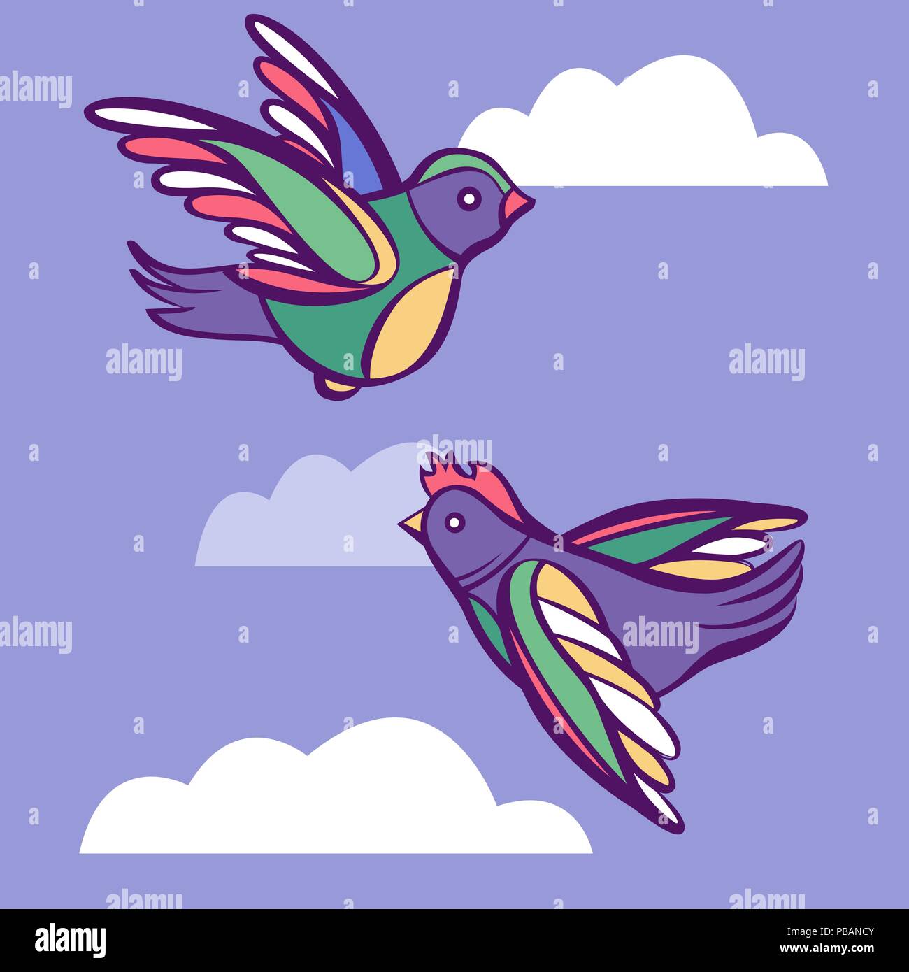 Cartoon Bird Flying In The Sky