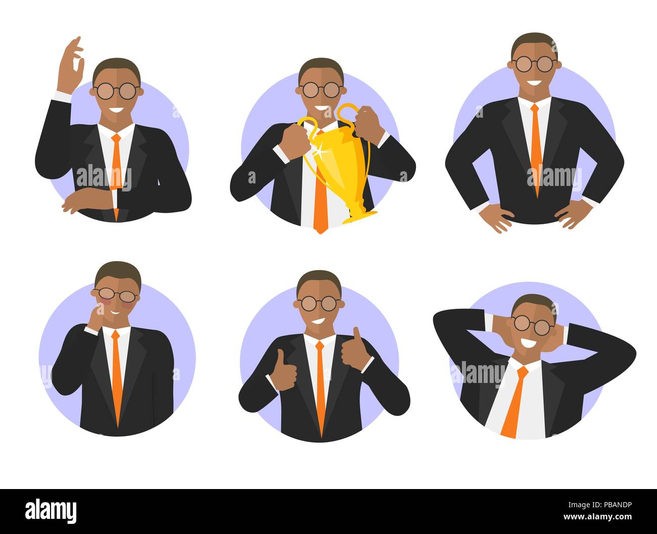 Vector set of businessman success expression icons Stock Vector Image ...