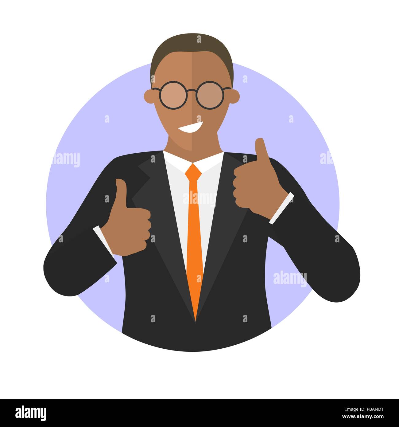 Flat design icon of businessman with thumbs up. Simply editable ...