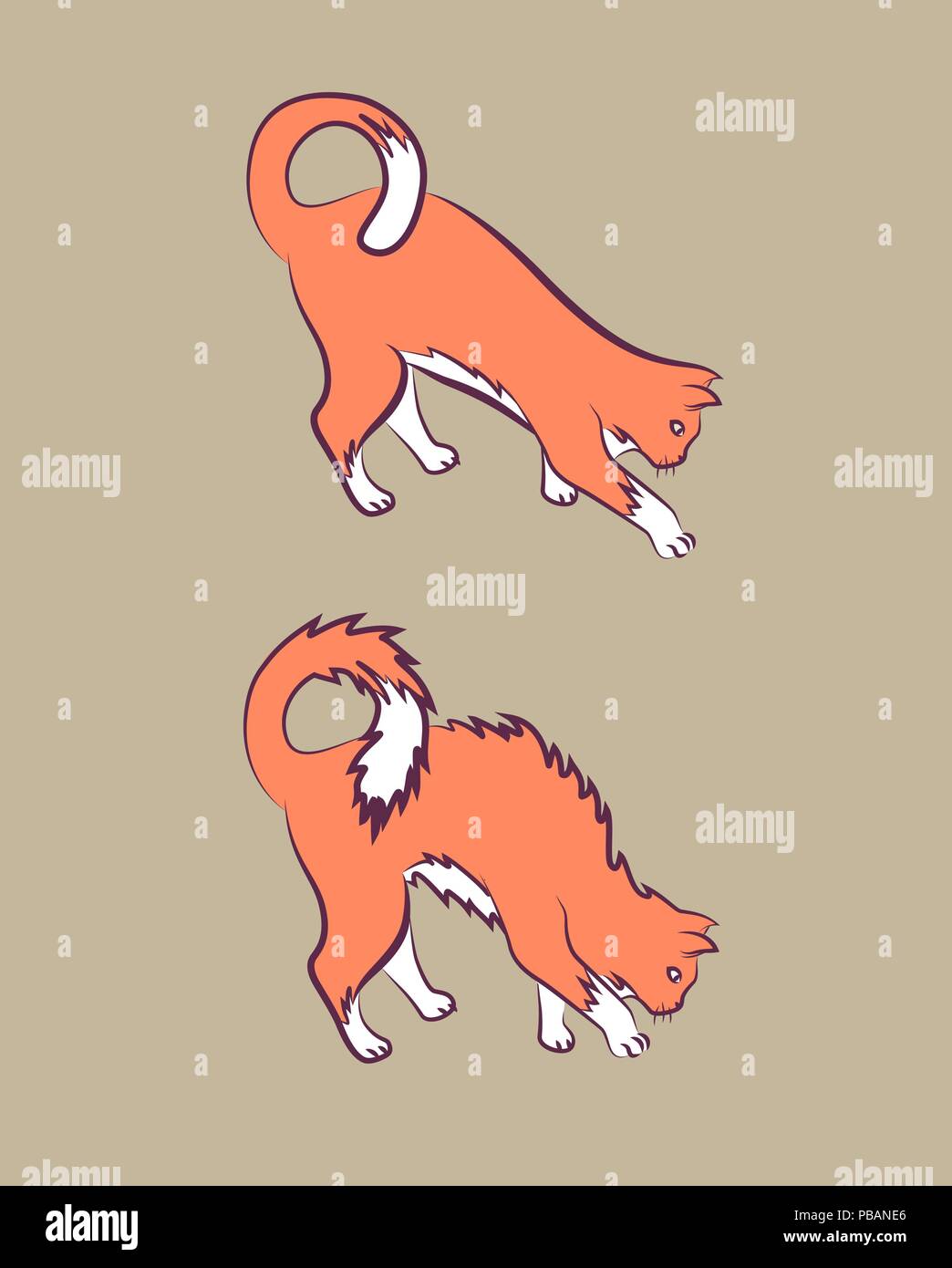 Vector cartoon ginger cat, scared and calm Stock Vector Image & Art - Alamy