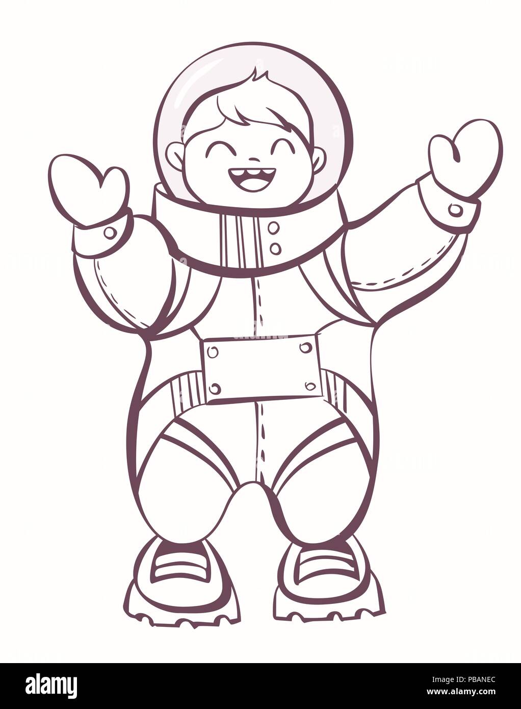 Comic cartoon cosmonaut, vector illustration for colouring Stock Vector ...