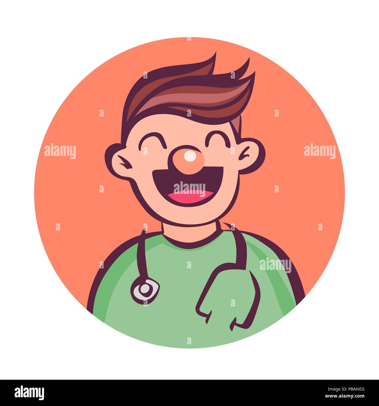 Red Nose Day vector illustration. Cartoon funny doctor in circle Stock ...