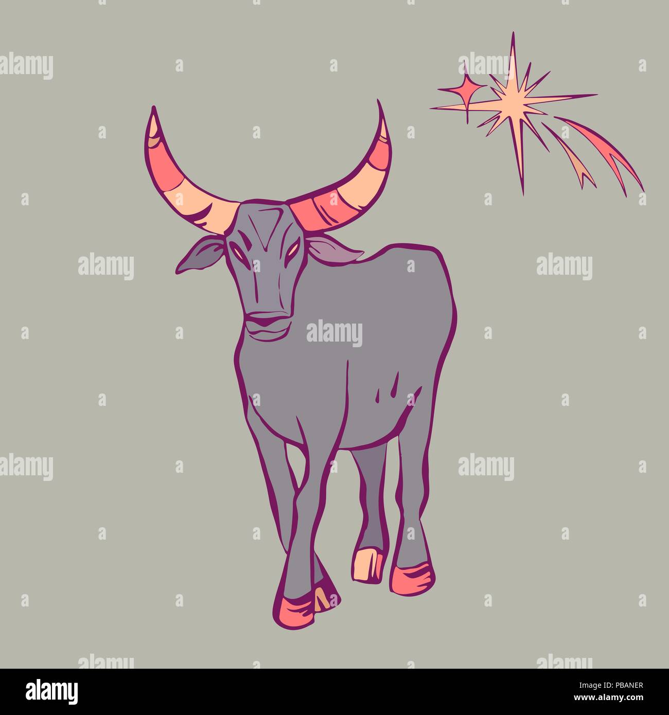 Fairy ox in cartoon style, front view vector illustration Stock Vector ...