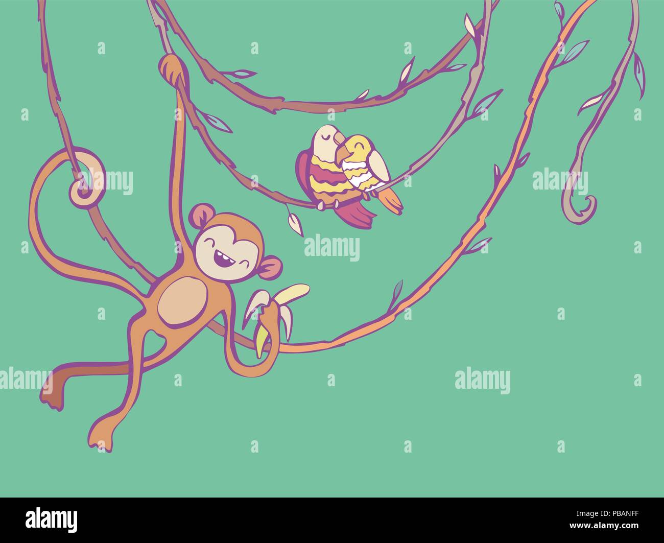 Monkey in love cartoon Stock Vector Images - Alamy