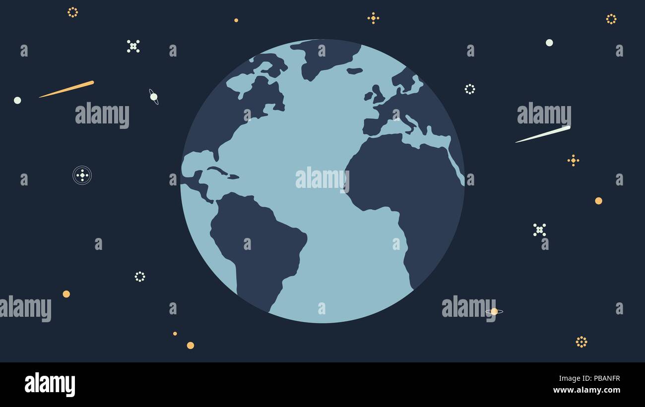 Earth in space with light off. Earth hour vector illustration in flat ...