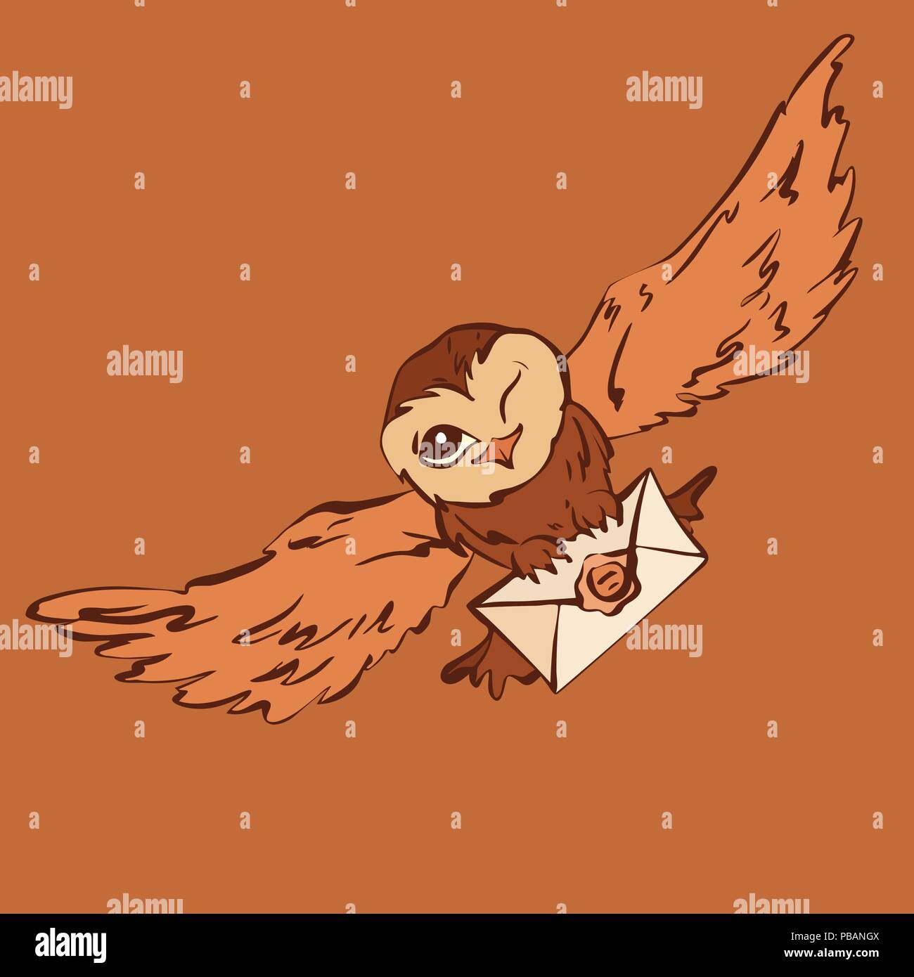 Owl with letter, cartoon style isolated vector illustration Stock ...