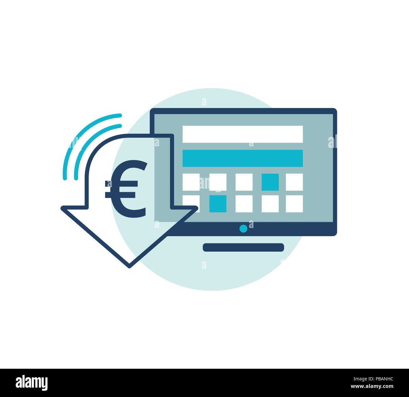 Monitor with euro currency discount symbol. Vector icon Stock Vector ...