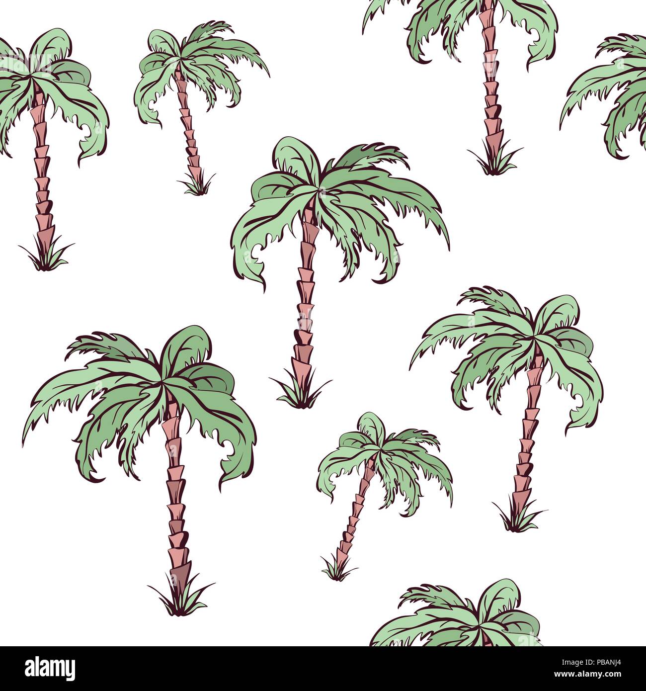 Seamless vector pattern of palms in cartoon style Stock Vector Image ...