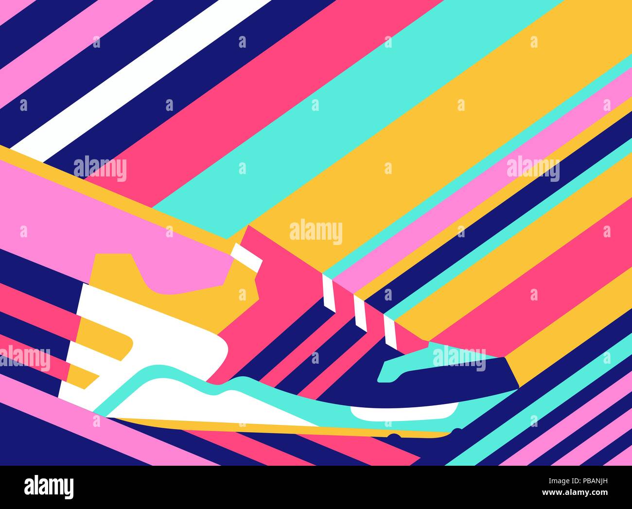 Sneaker shoe on polygonal background. Bright vector illustration Stock ...