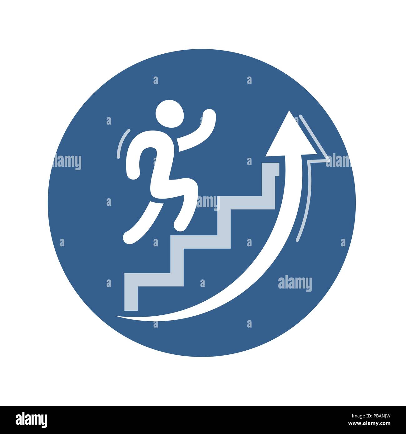 Success vector icon. Abstract stencil man running up career ladder ...