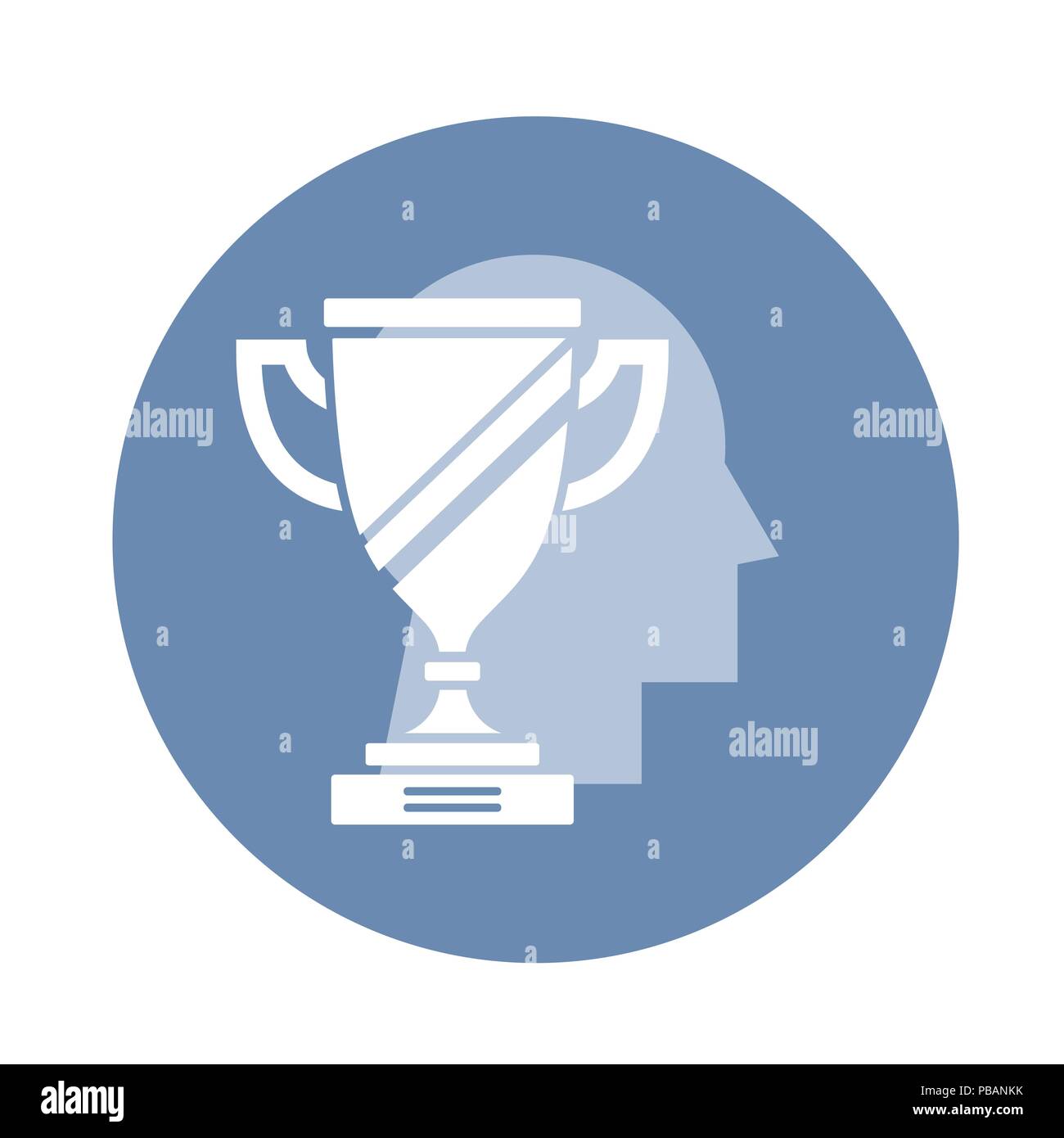 Winner vector icon. Abstract stencil winner cup on head silhouette ...