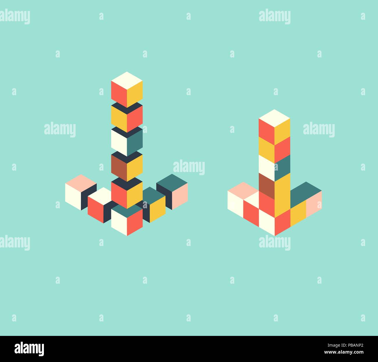 Isometric arrow pointers, toy puzzle, cursor mark cubes form, vector ...