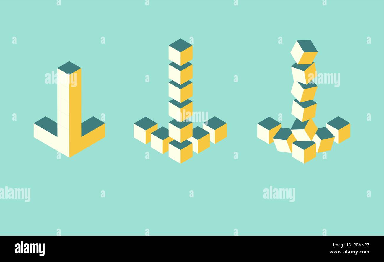 Isometric arrow pointers, cursor mark cubes form, vector illustration ...