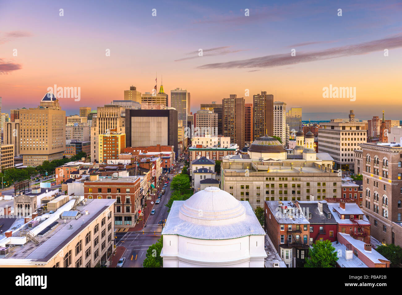 Baltimore, Maryland, USA downtown cityscape from Mt. Vernon Stock Photo ...