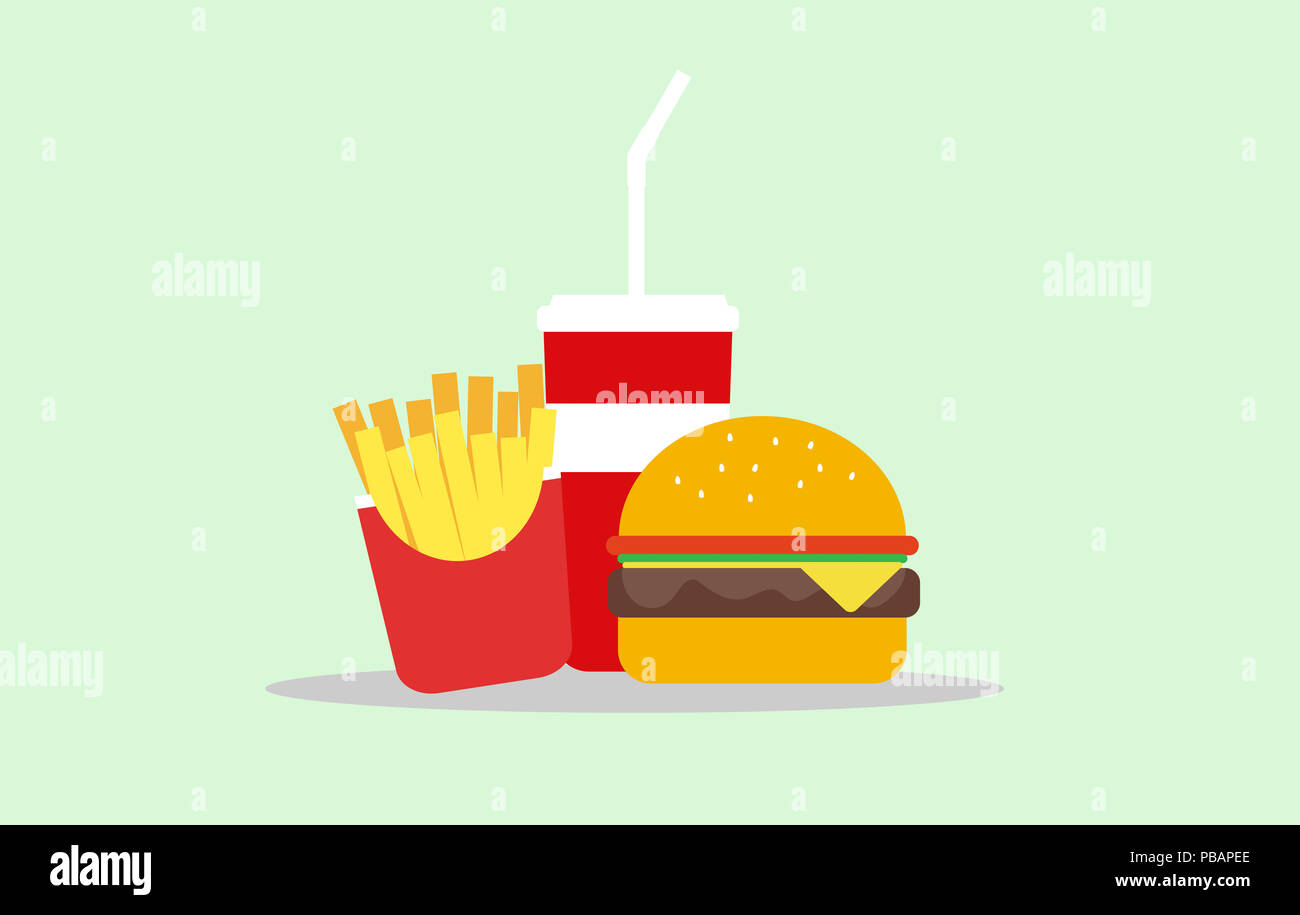 fast food hamburger, fries and drink Stock Photo - Alamy
