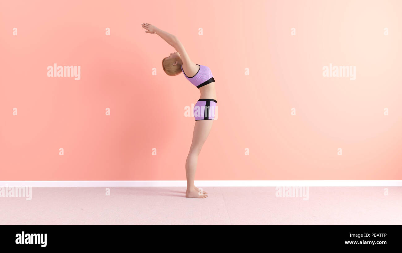 Back Bend Yoga Pose Female Woman Demonstration Concept Stock Photo - Alamy