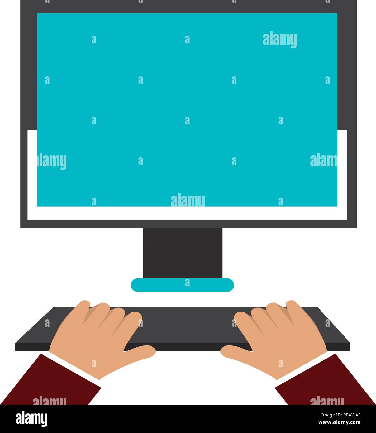 Hand typing in keyboard with monitor Stock Vector Images - Alamy
