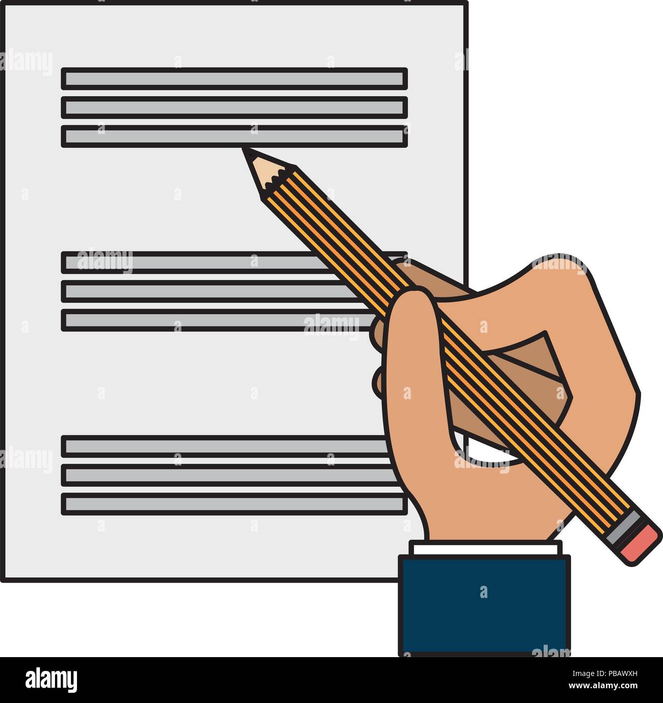 hand writing with pencil in documents paper Stock Vector Image & Art ...