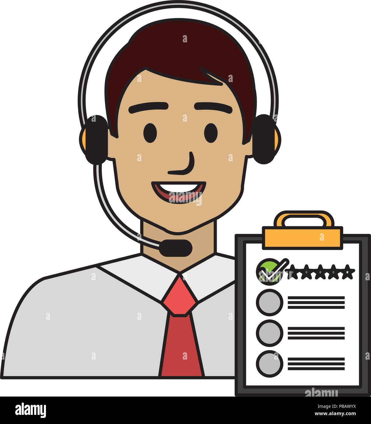 call center agent with headset and checklist Stock Vector Image & Art ...