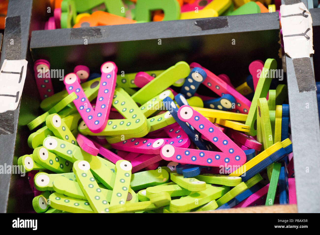 Colorful alphabet letter icons in stock in view Stock Photo - Alamy