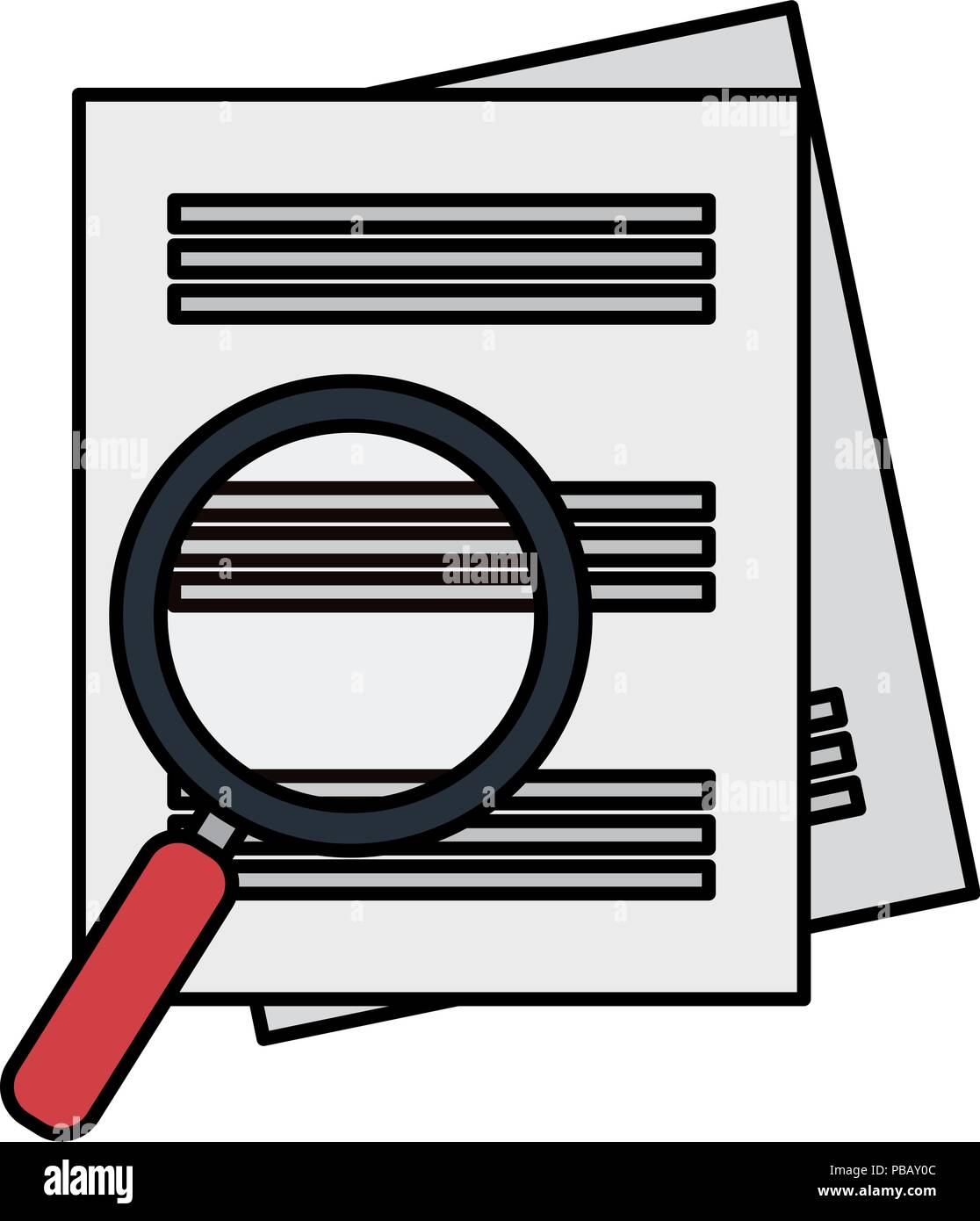 magnifying glass with documents Stock Vector Image & Art - Alamy