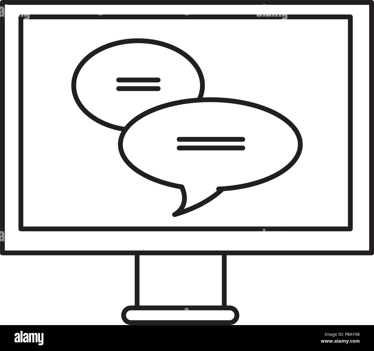 monitor computer with speech bubbles Stock Vector Image & Art - Alamy