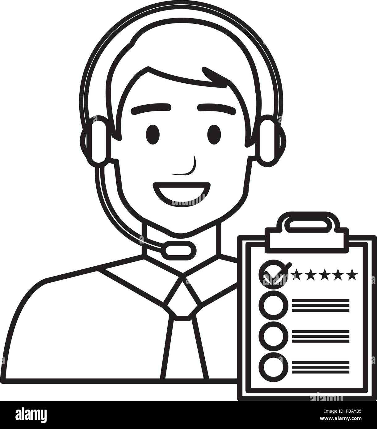 call center agent with headset and checklist Stock Vector Image & Art ...