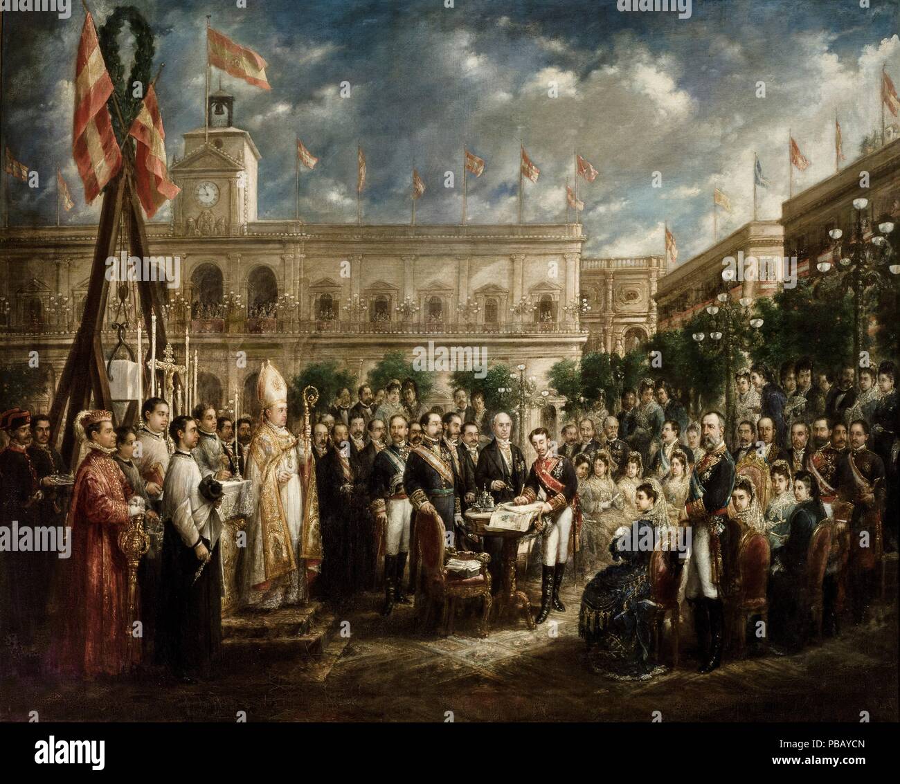 José María Romero López / "Alfonso XII signing the act of placing the ...