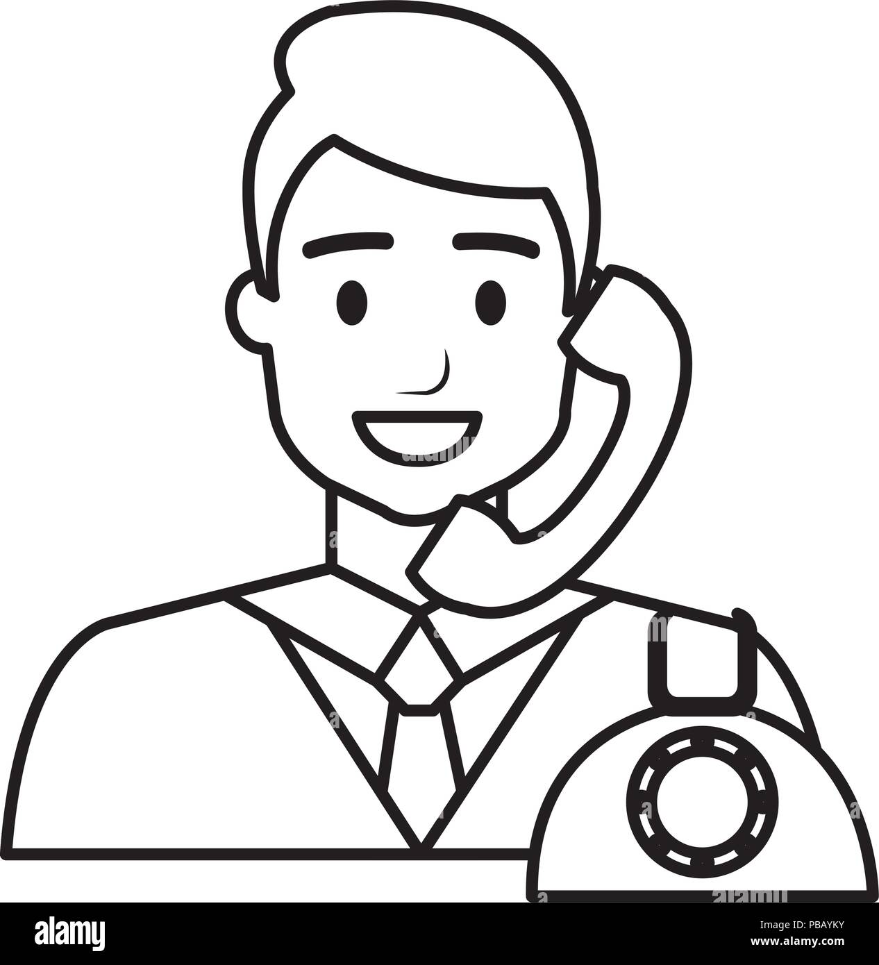 call center agent with telephone Stock Vector Image & Art - Alamy