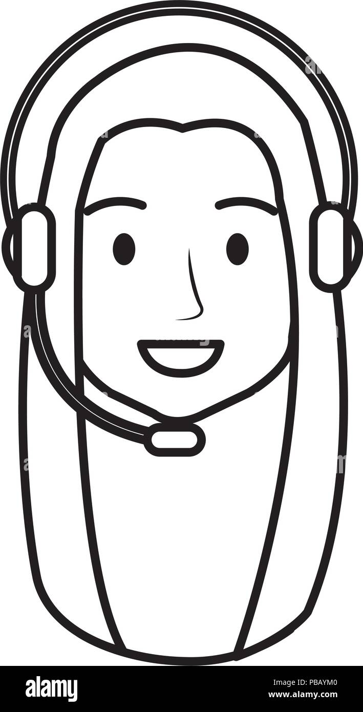 call center woman with headset character Stock Vector Image & Art - Alamy