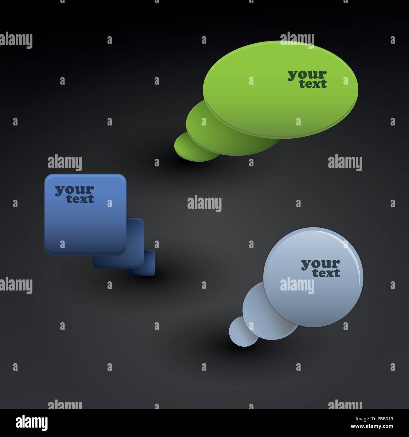 Abstract Modern Glossy Speech Bubbles Concept on Dark Background ...