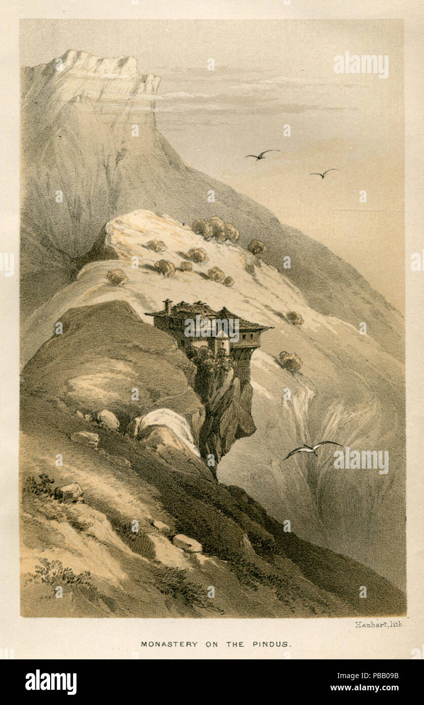 1054 Monastery on the Pindus - Walker Mary Adelaide - 1864 Stock Photo ...